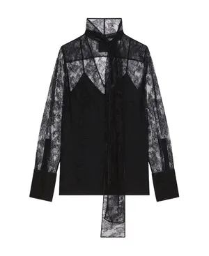 Givenchy Blouse In Lace With Lavalliere - Black