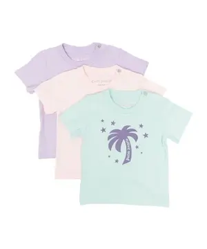Palm Angels Logo-print Cotton T-shirts - Blue