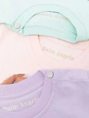 Palm Angels Set Of Three Logo Print Cotton T-shirts