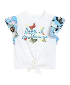 Dolce & Gabbana Butterfly Print T-shirt With Knotted Hem - No