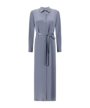 Herno Button Detailed Belted Shirt Dress - Denim