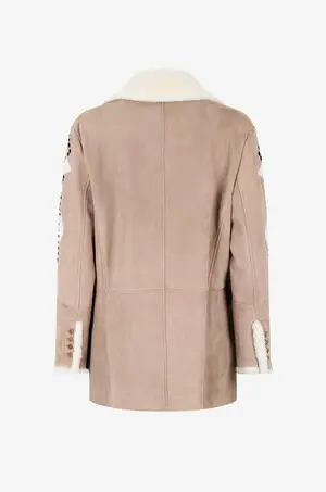 Ermanno Scervino Shearling Coat With Embroidered Details