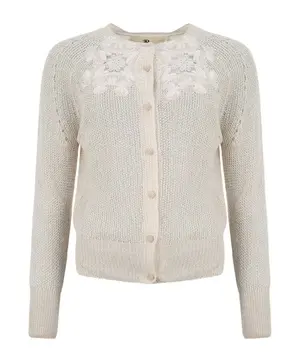 Ermanno Scervino Openwork Embroidered Cashmere Knit Cardigan - No
