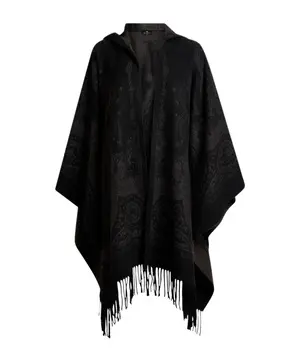 Etro Paisley-print Hooded Poncho - Black