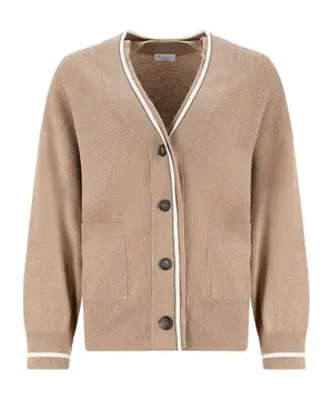 Brunello Cucinelli Long-sleeved Knitted Cardigan - Nude