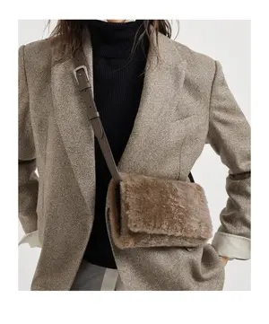 Brunello Cucinelli Shearling Cross Body Bag