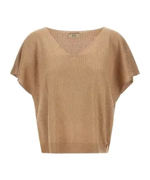 Herno V-neck Knit T-shirt - Cammello