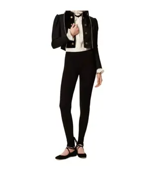 TWINSET Velvet-trimmed Puff-sleeve Jacket - Black