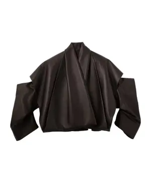 Jacquemus Long-sleeved Leather Jacket - Black