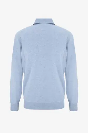 Brunello Cucinelli Long-sleeved Knitted Polo Shirt - Blue
