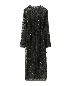 Fabiana Filippi Embellished Sheer Long Sleeve Dress