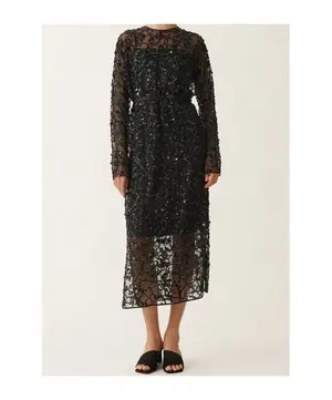 Fabiana Filippi Embellished Sheer Long Sleeve Dress
