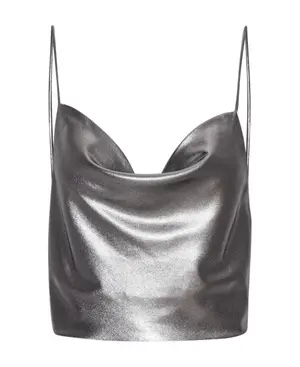 ROTATE BY BIRGER CHRISTENSEN Lamé Crop Top - Gray