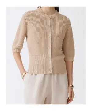Fabiana Filippi Crew Neck Cardigan With Three-quarter Sleeves