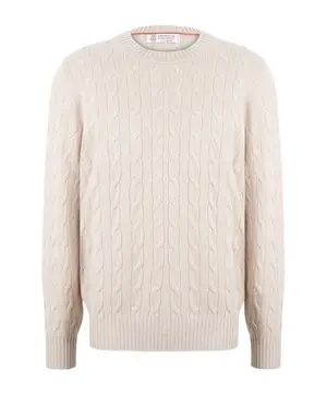 Brunello Cucinelli Crew Neck Long-sleeved Knitwear - White
