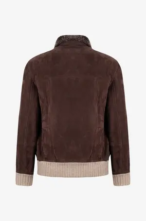 Brunello Cucinelli High-necked Long-sleeved Leather Jacket