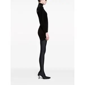 Balenciaga Embellished Logo High Neck Mini Dress