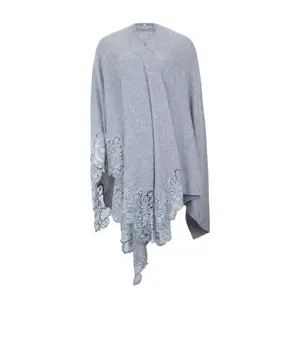 Ermanno Scervino Cashmere Knit Shawl With Lace