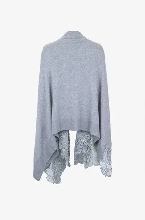 Ermanno Scervino Cashmere Knit Shawl With Lace