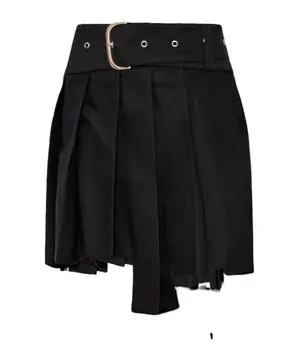 Off-White Asymmetric Hem Pleated Mini Skirt - Black