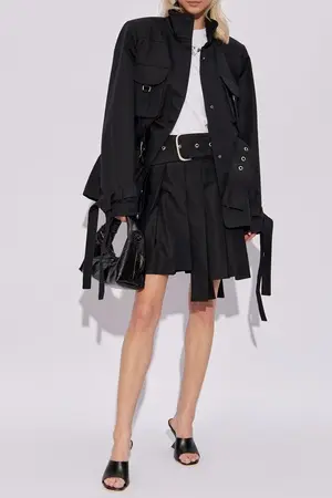Off-White Asymmetric Hem Pleated Mini Skirt
