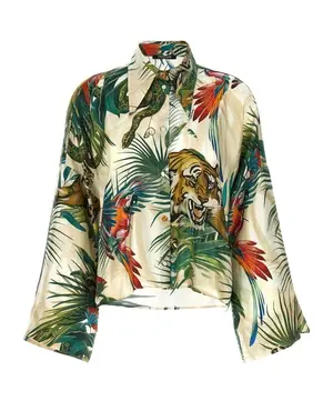 Roberto Cavalli Printed Wide Sleeve Shirt
