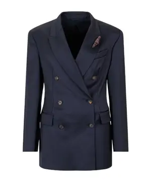 Brunello Cucinelli Lapel Long-sleeved Suit Jacket - Black