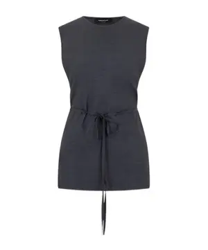 Fabiana Filippi Sleeveless Crew Neck Cover-up With Waist Tie