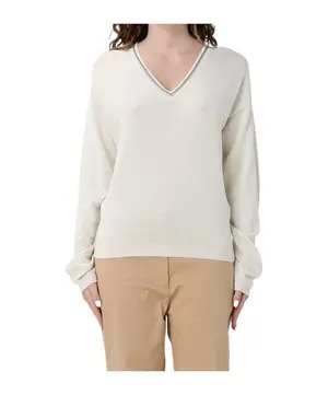Fabiana Filippi Bead-embellished V-neck Sweater - Beige