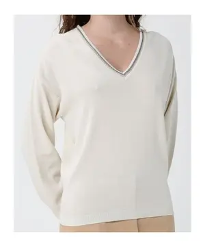 Fabiana Filippi V-neck Beaded Trim Sweater