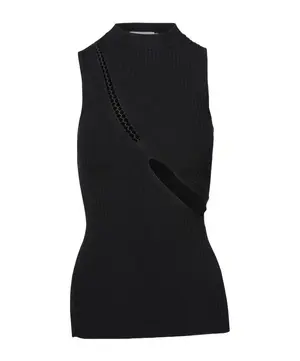 Attico Cut-out Ribbed-knit Tank Top - Black