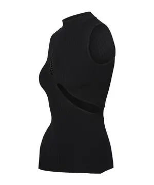 Attico Cut-out Ribbed-knit Tank Top