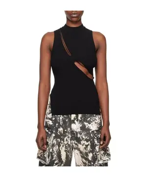 Attico Cut-out Ribbed-knit Tank Top
