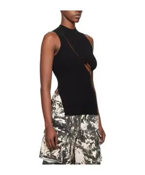 Attico Cut-out Ribbed-knit Tank Top