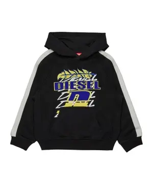 DIESEL® Long-sleeved Hooded Sweatshirt - Black