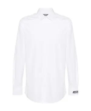 Moschino Logo-embroidered Cotton Shirt - White