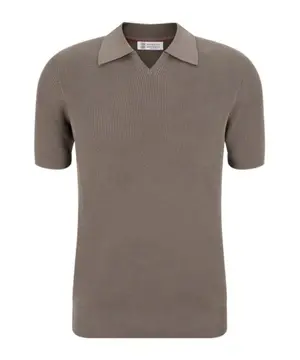 Brunello Cucinelli Collared Short-sleeved Polo Shirt - Gray
