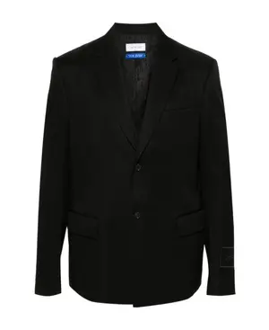 Off-White Single-breasted Logo Embroidered Blazer - Black