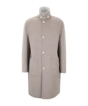 Brunello Cucinelli High-necked Long-sleeved Coat - Nude