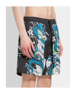 Amiri Dragon Printed Drawstring Poplin Shorts