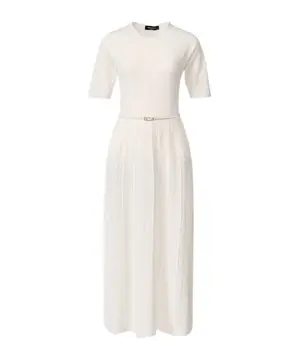 Fabiana Filippi Short Sleeve Belted Pleated Maxi Dress