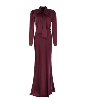 SELF-PORTRAIT Satin Maxi Dress - Burgundy