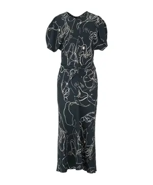 Victoria Beckham Printed Midi Dress - Forest Green
