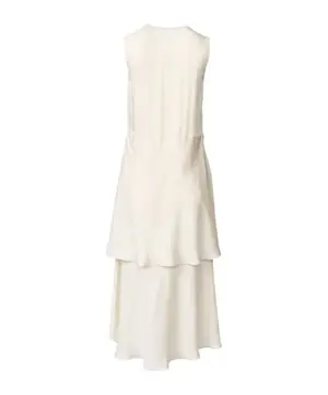 Fabiana Filippi Sleeveless V-neck Dress With Layered Hem