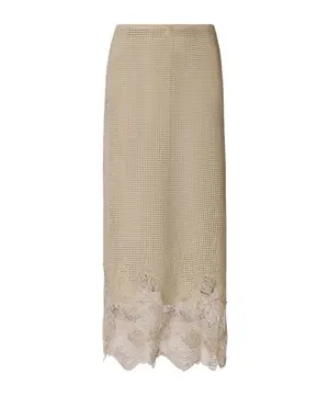 Fabiana Filippi Lace Hem Midi Skirt - Nude