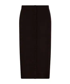 Victoria Beckham Button-decorated Midi Skirt - Dark Chocolate