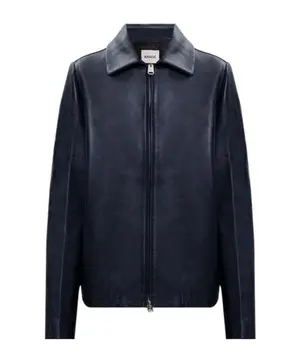 Khaite Jackson Zip Leather Jacket - Blue