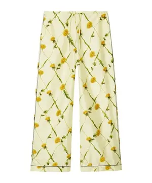 Burberry Dandelion-print Silk Trousers - Nude