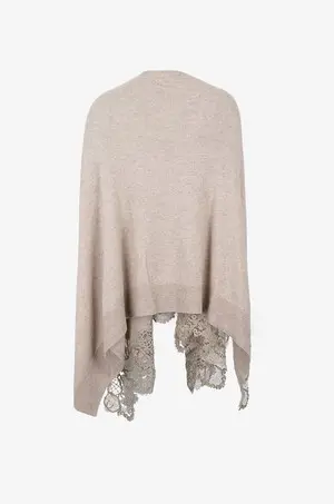 Ermanno Scervino Lace-trimmed Wool Cape