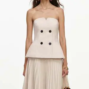 SELF-PORTRAIT Bandeau Pleated Midi Dress